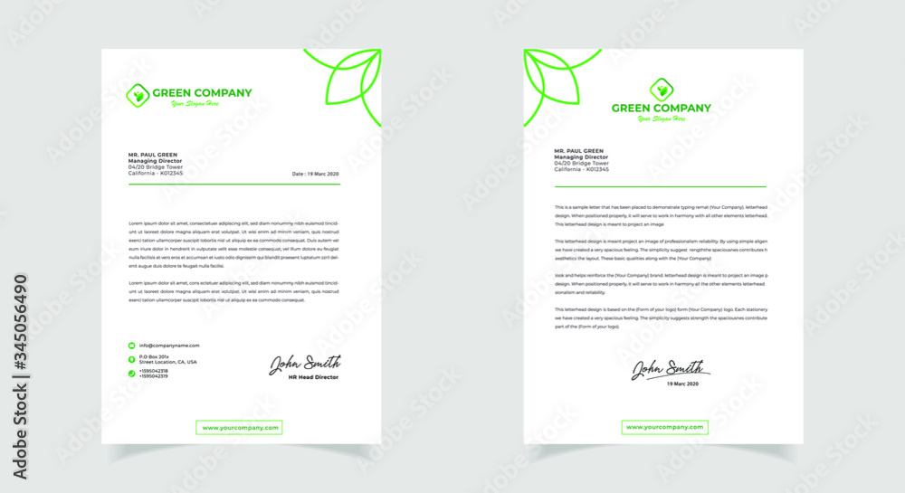 Green Nature Letterhead Design for company or cooporate. Modern ...