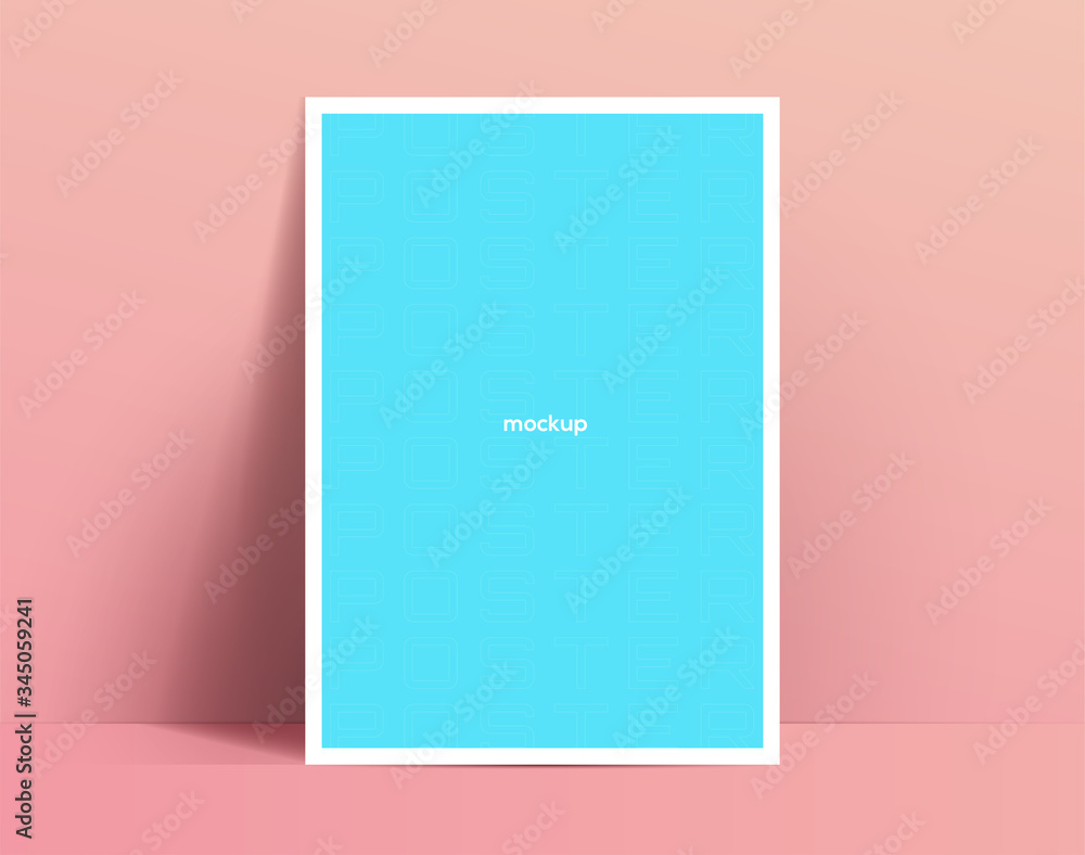 Realistic poster mockup template design. Poster or flyer leans against ...