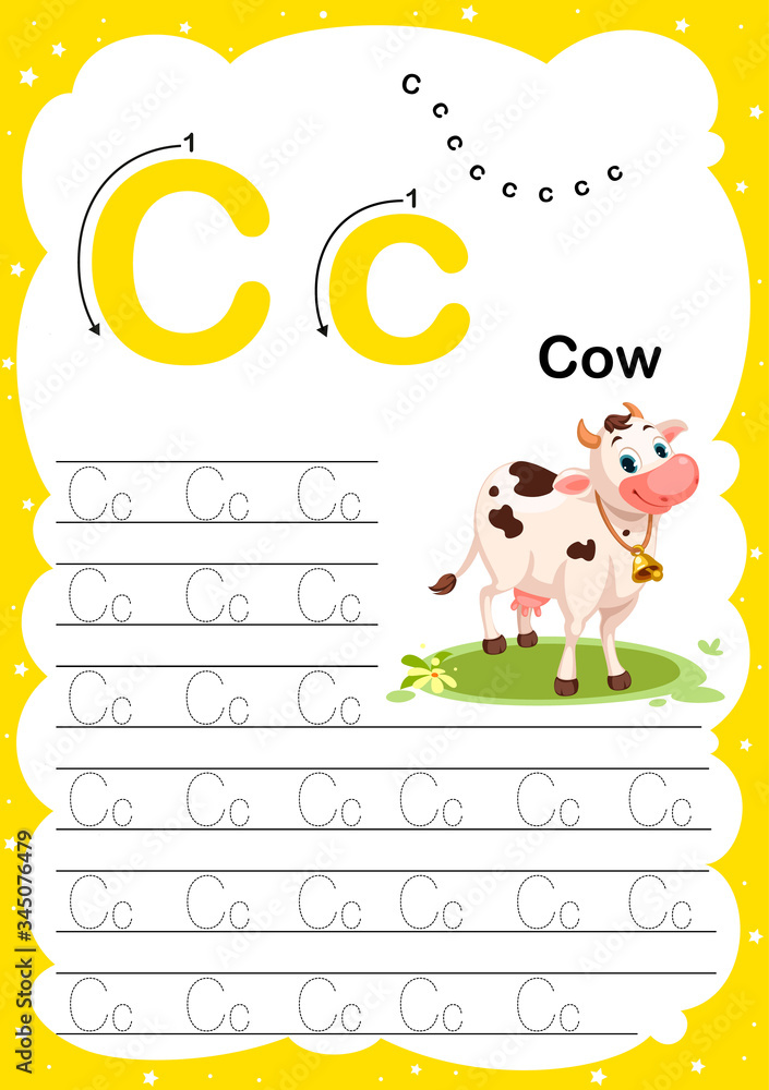 Colorful letter c Uppercase and Lowercase alphabet A-Z, Tracing and ...