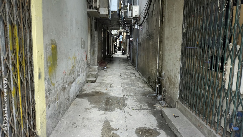 small alley in residential area of megacity hanoi Stock Photo | Adobe Stock
