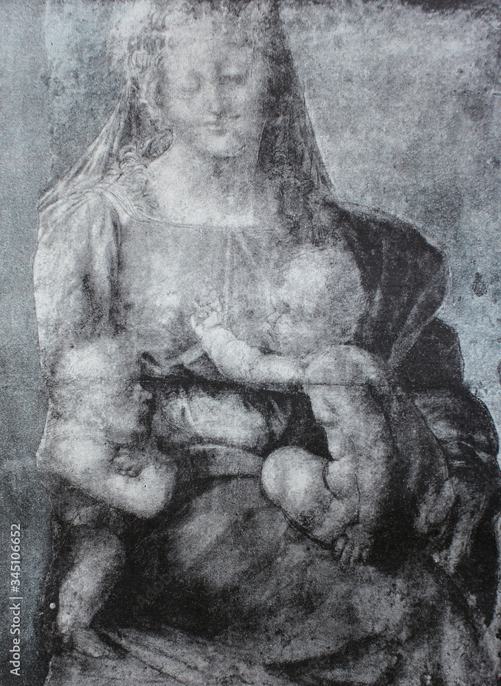 Virgin and baby Jesus with participation of Leonardo Da Vinci in a ...