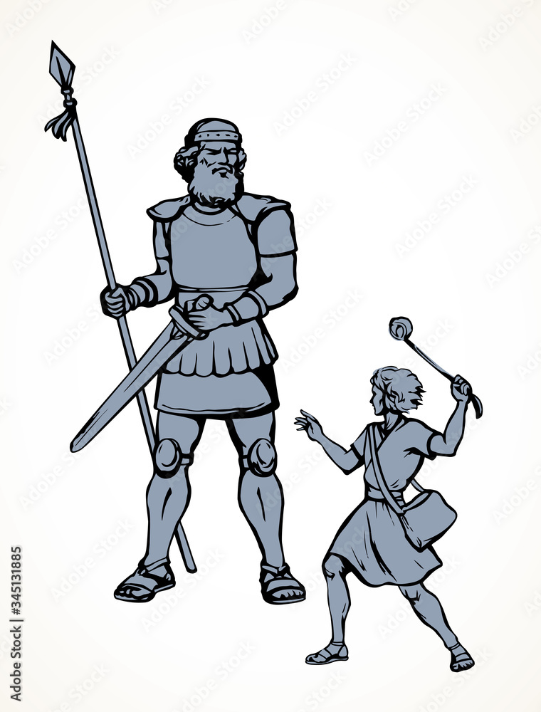 David and Goliath. Vector drawing Stock Vector | Adobe Stock