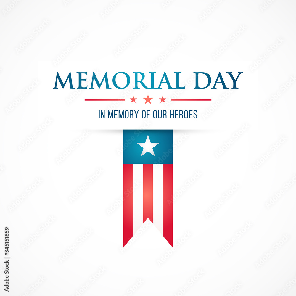 Memorial Day flat design. Vector illustration with text and american ...
