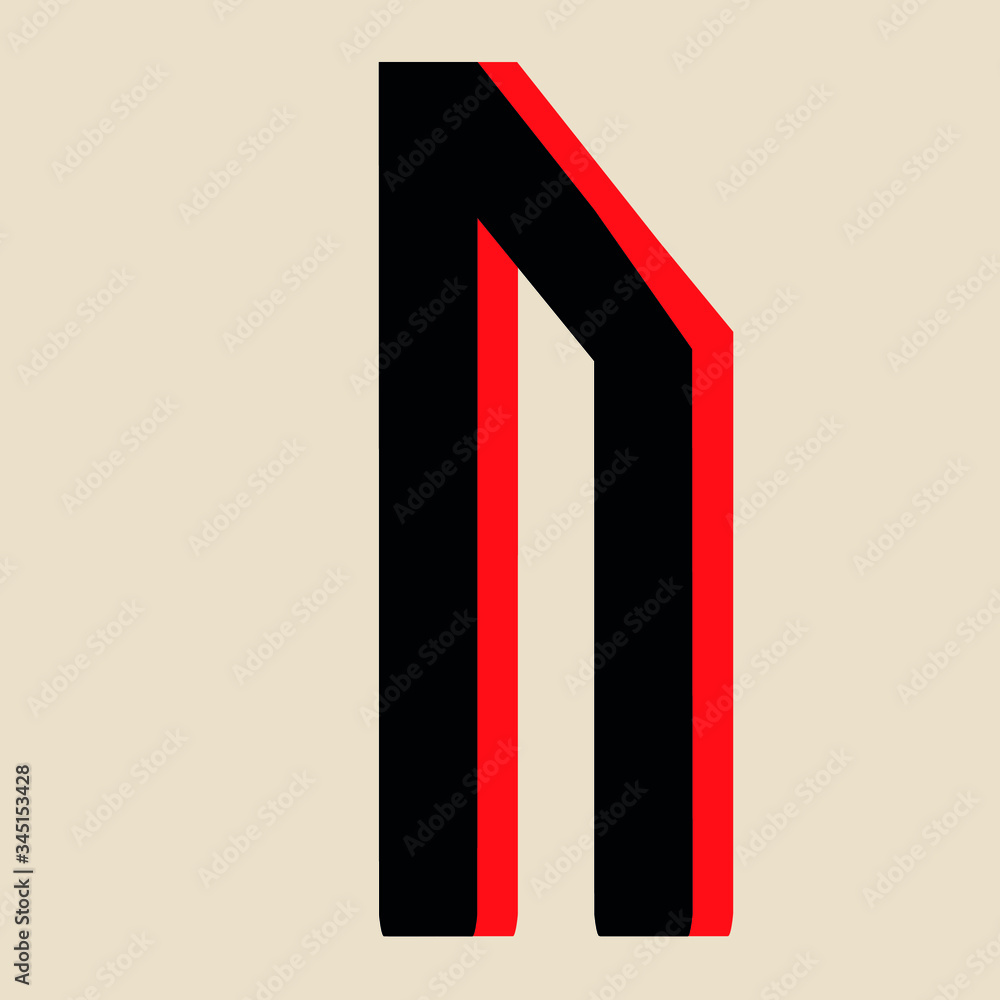 the ancient Norse symbol Uruz rune is made isolated in a vector. Can be ...