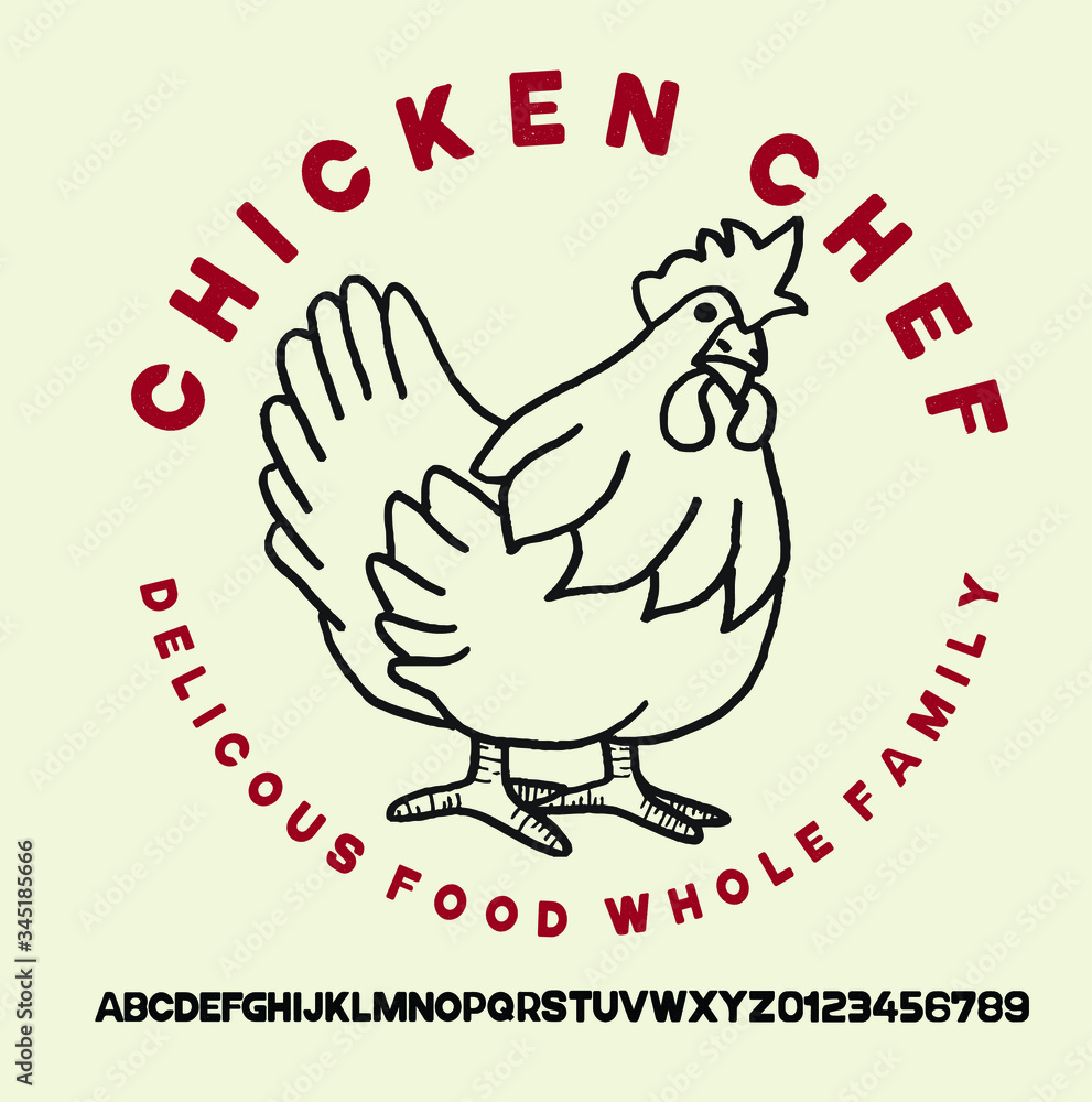Hand drawn vintage retro font. Outdoor advertising of American Chicken ...