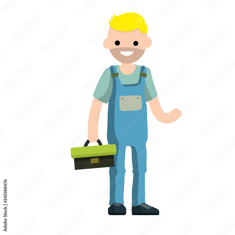 Cartoon illustration - technician man in uniform. Male mechanic with ...