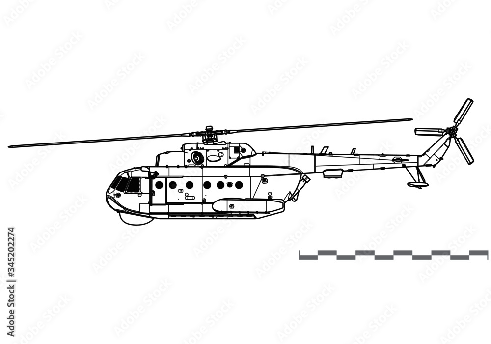 Стоковий вектор Mil Mi-14 Haze. Vector drawing of Anti-submarine ...