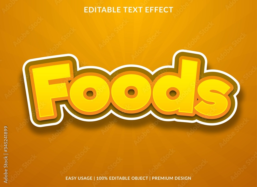 foods text effect template with bold text and cartoon style use for ...