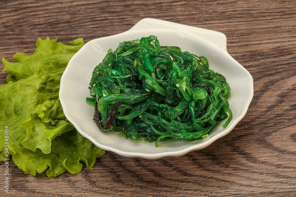 Green Chuka Seaweed Salad Isolated on White Background Top View. Wakame ...