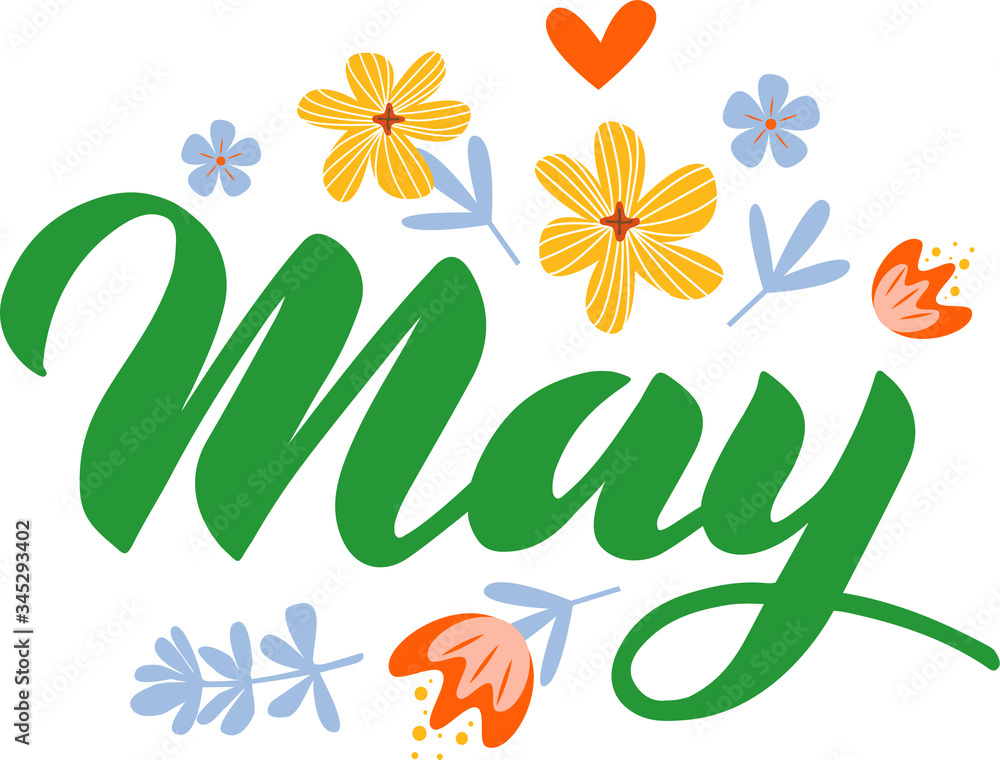May - Hand drawn lettering month name. Handwritten month May for ...