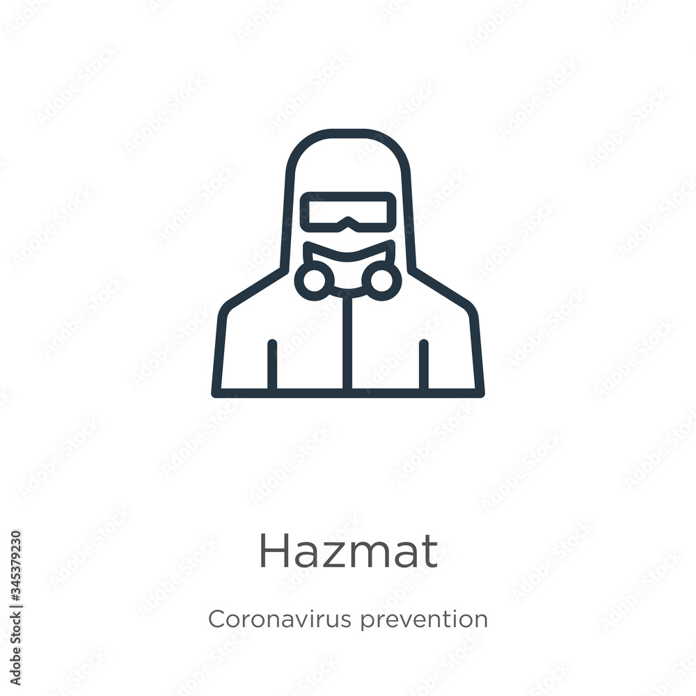 Hazmat icon. Thin linear hazmat outline icon isolated on white ...