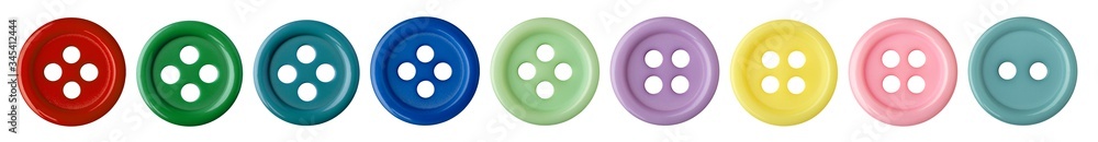 Set of sewing buttons for fashion clothes isolated on white background ...