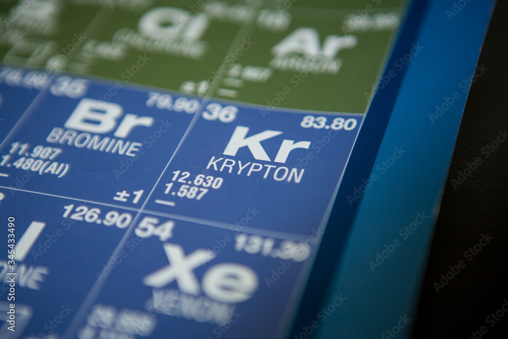 Krypton on the periodic table of elements Stock Photo | Adobe Stock