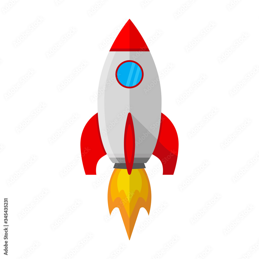 Rocket launch, ship. Icon Illustration concept of business product on a ...