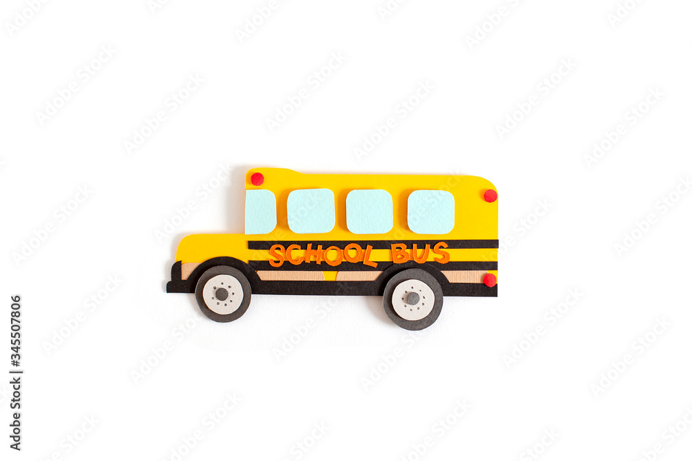 Paper cutting school bus on isolated background. Handmade. Stock Photo ...