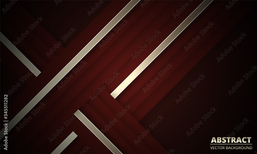 Dark red abstract background with gold and burgundy lines. Modern deep ...