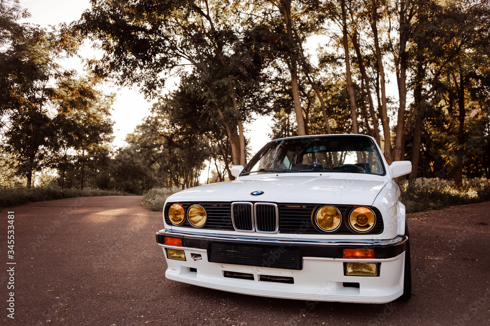 BMW M3 e30 outdors, sport wheels, tunning, glossy and shiny old classic ...