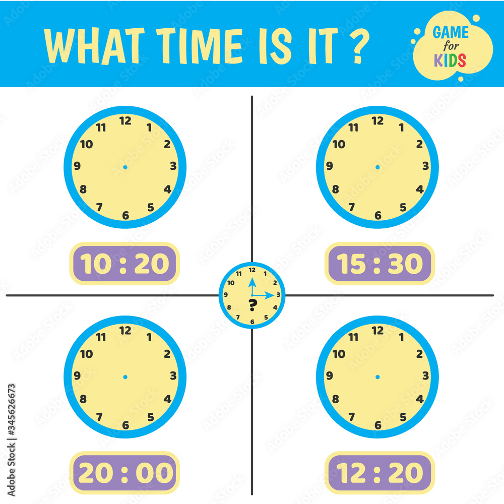 Worksheet children clock. What time is it? Kids learning time, hours ...