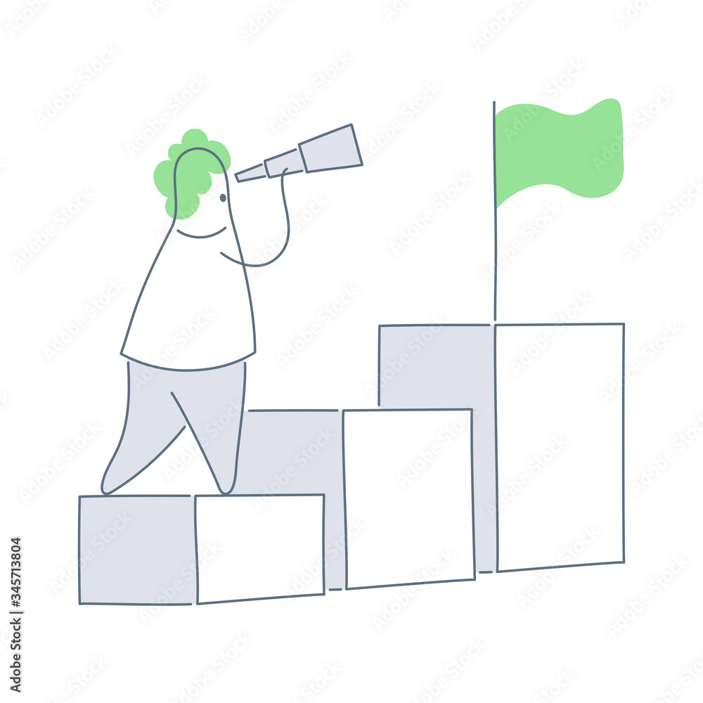 Career Advice, Growth Opportunities concept. Cute cartoon man standing ...