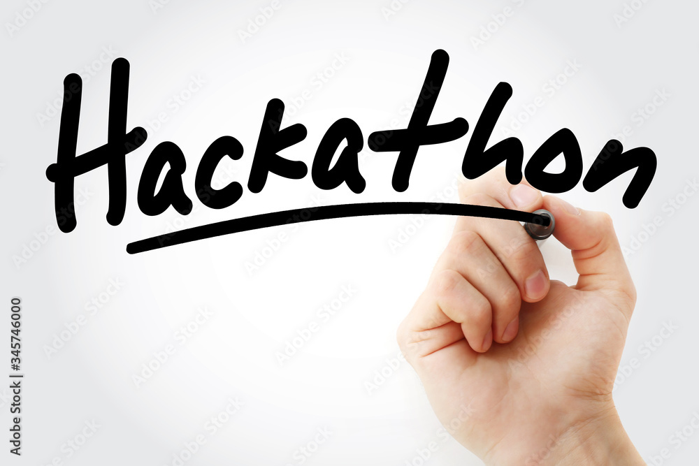 Hackathon text with marker, concept background Stock Photo | Adobe Stock