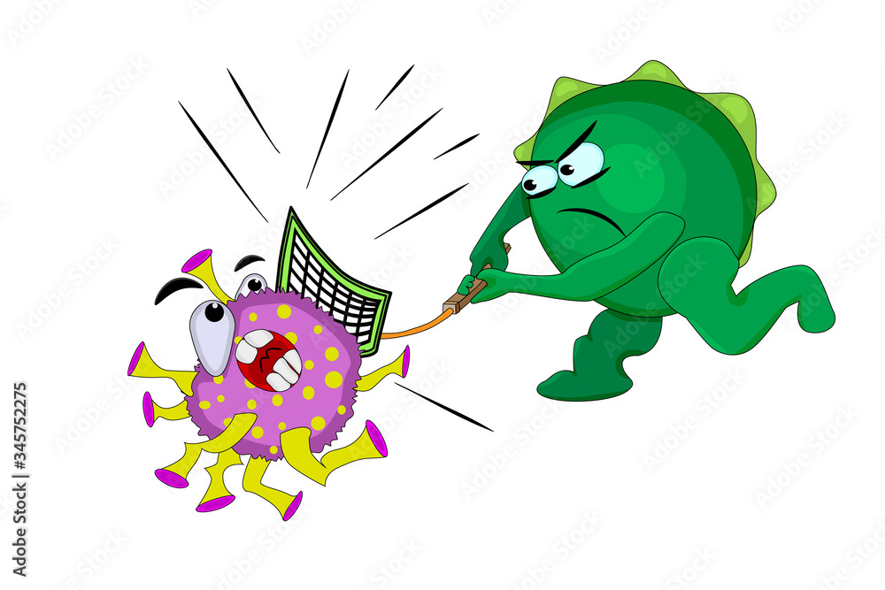 Immunity fights the virus isolated on white background. Coronavirus ...