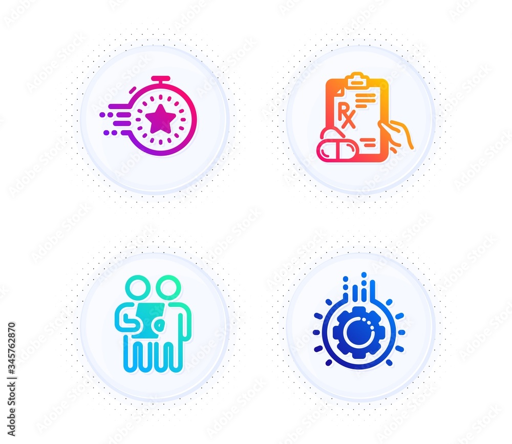 Survey, Timer and Prescription drugs icons simple set. Button with ...