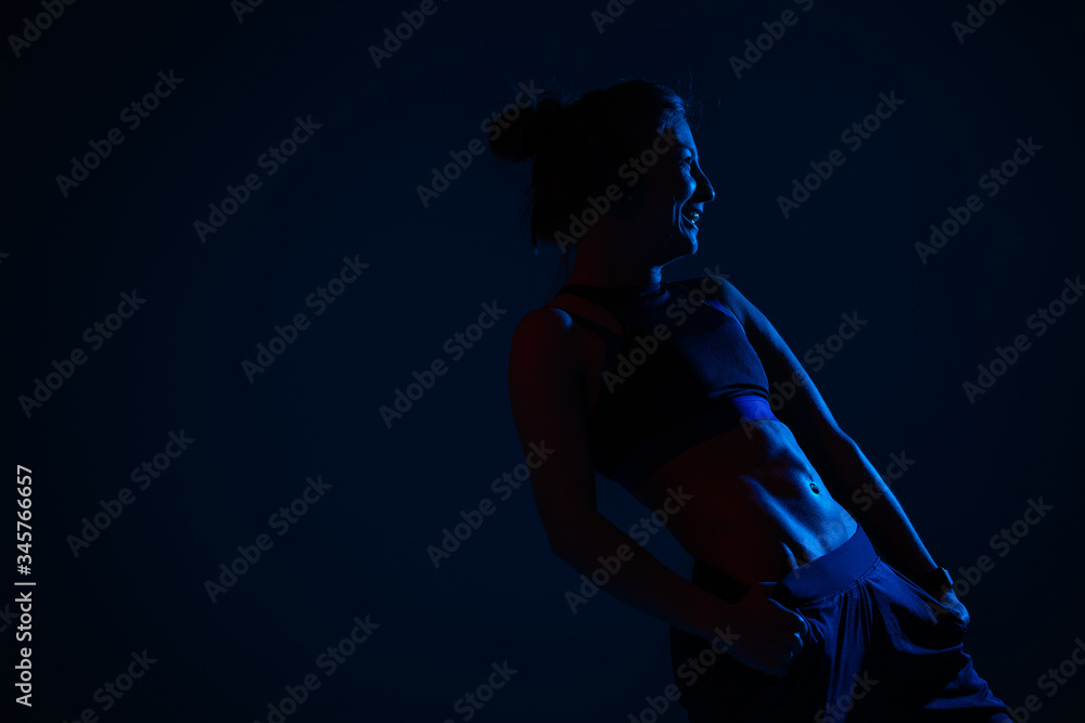 In neon blue lighting demonstrates relief external oblique abdominal ...