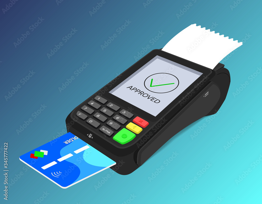 The concept of a bank pos terminal for paying for services using a card ...