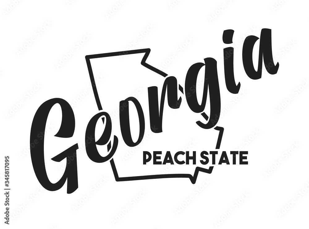 Vector illustration of Georgia. Nickname Peach State. United States of ...