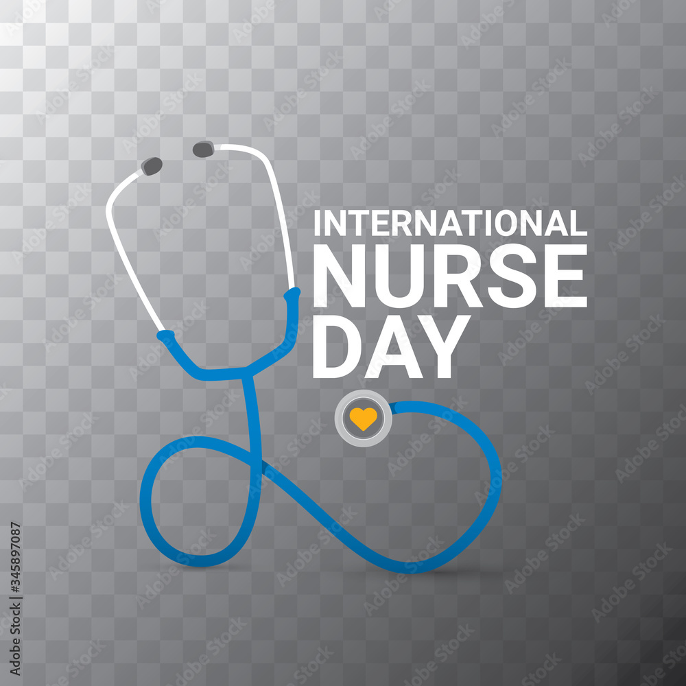 vector international nurse day vector label with stethoscope on ...