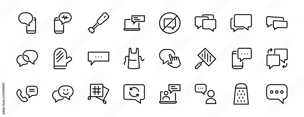 Simple set of message line vector line icons. contains icons such as ...