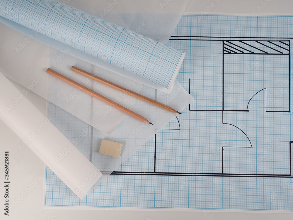 architectural drawings for the layout of the apartment design ...