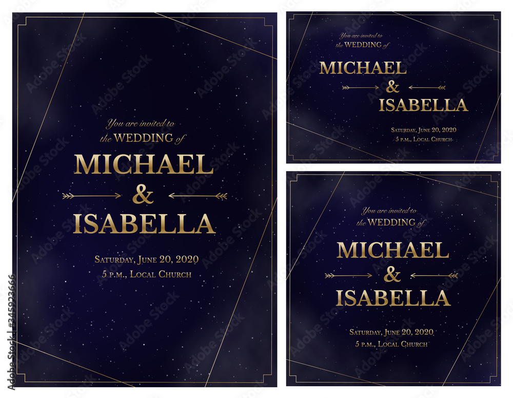 Magic wedding invitation card universe design set Stock Vector | Adobe ...