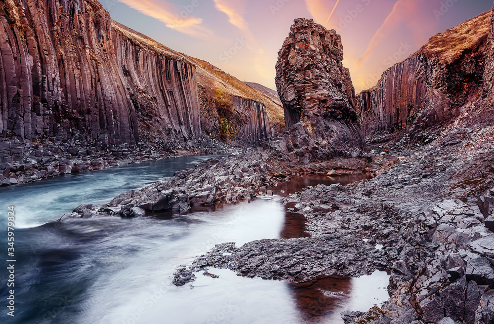 Impressively beautiful nature of Iceland. Fantastic evening landscape ...