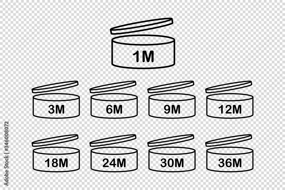 After Opening Use Icons. Collection expiration date symbols isolated on ...