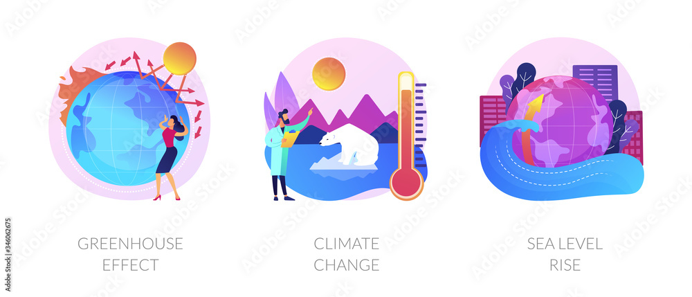 Greenhouse effect, climate change, sea level rise. Global warming ...