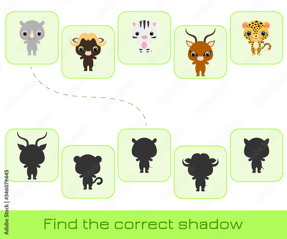 Clip cards game template find correct shadow. Matching game for ...