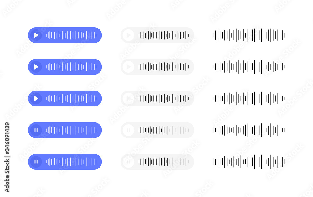 Set voice messages icon with sound wave. Message bubble for social ...