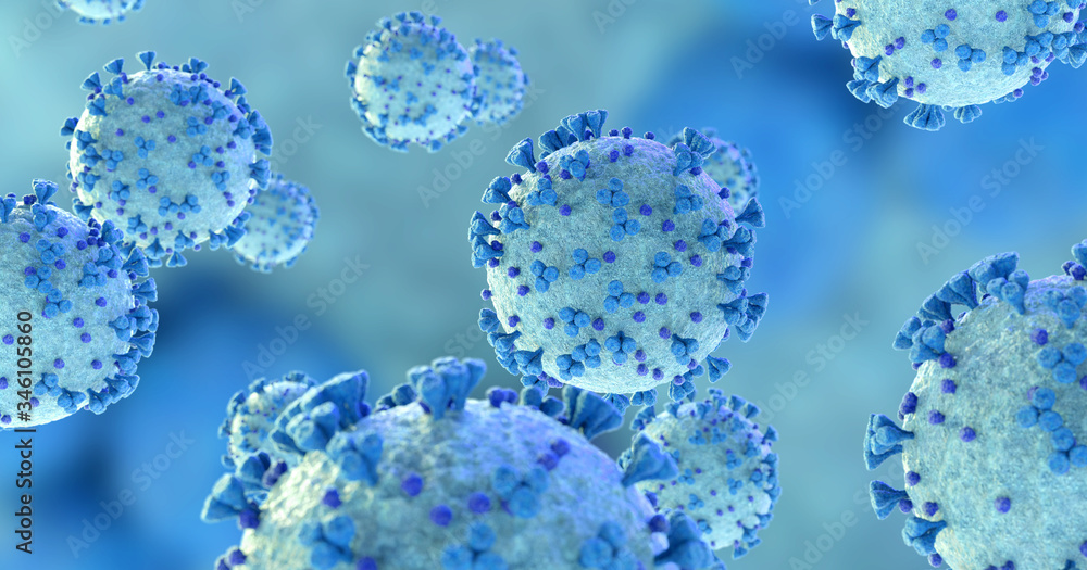 Microscopic close-up of the covid-19 disease. Coronavirus illness ...