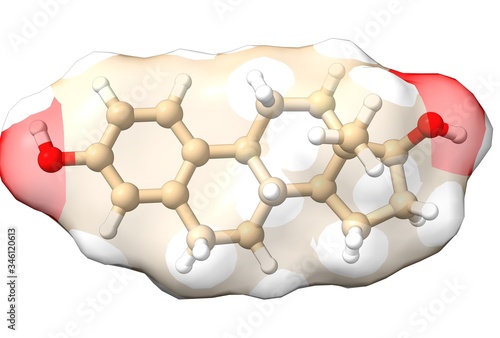 Structure of the main female hormone estradiol molecule, combined ...