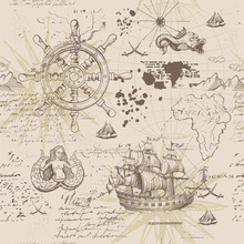 Vintage Old World Map Mermaid Free Stock Photo - Public Domain Pictures