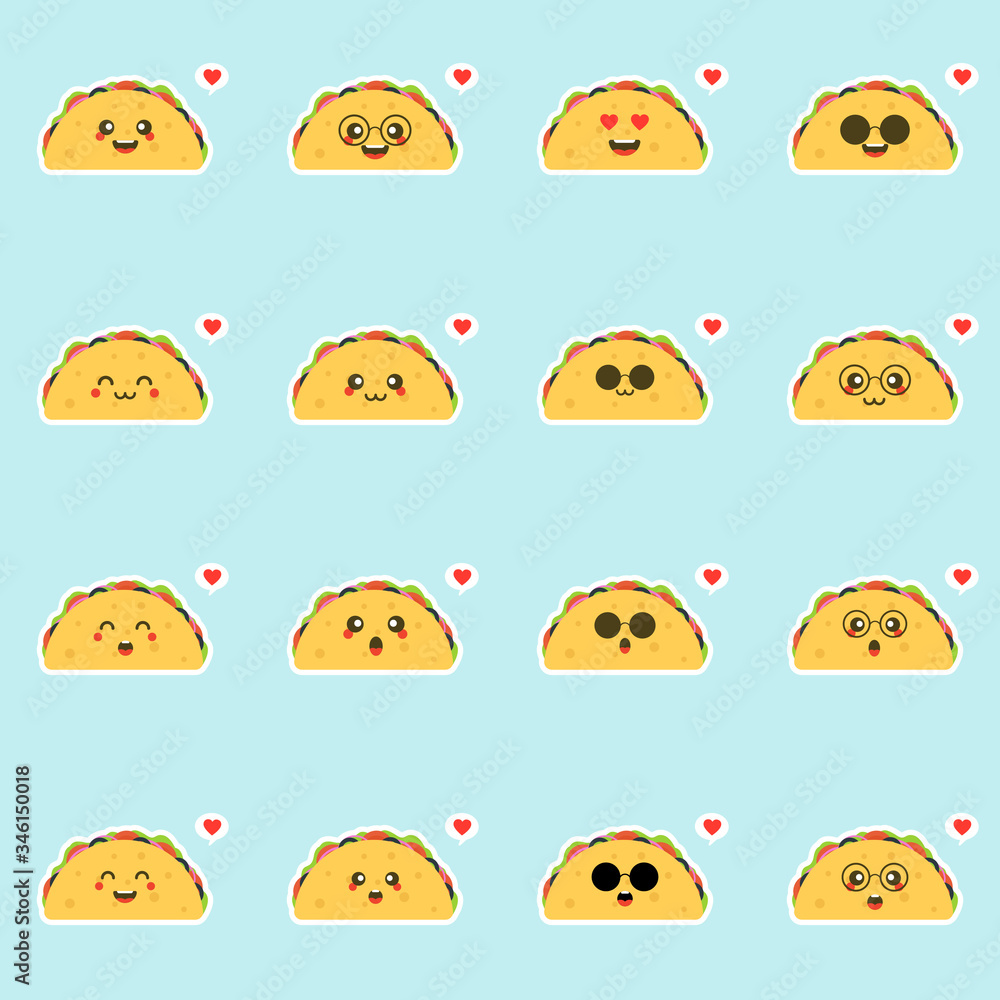 Cute Taco Mexico Fast Food Vector Illustration Cartoon Character Icon ...