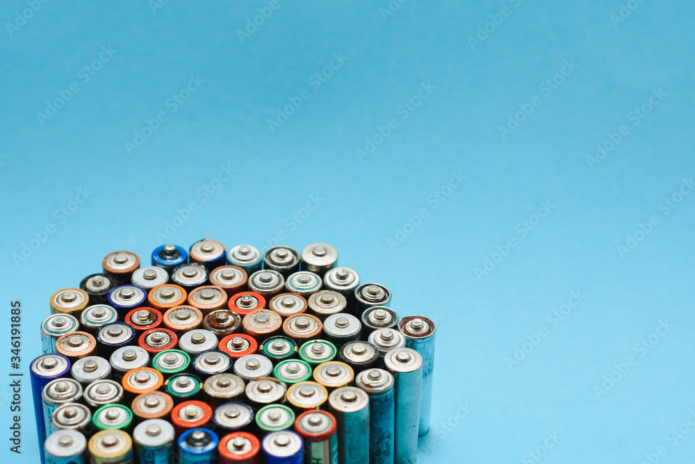 Foto de Stock Close up of positive ends of colorful discharged ...