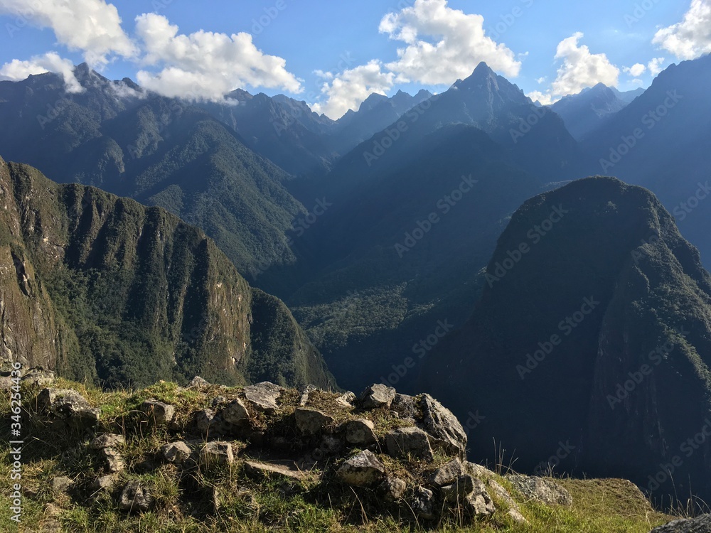 Beautiful panoramic view of famous mountains machu picchu peru, south ...