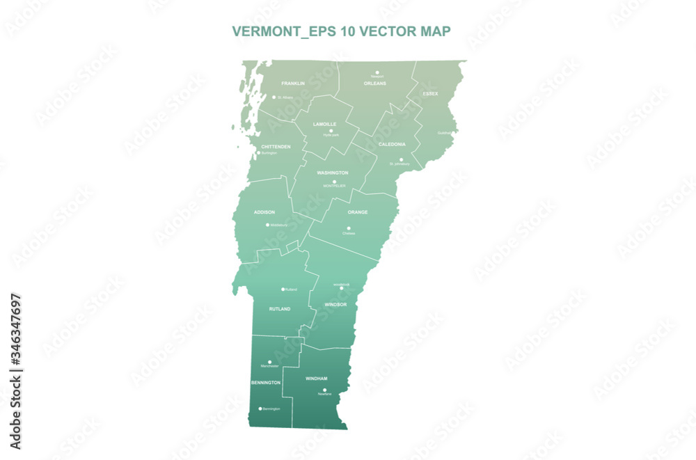 vermont map. vector map of vermont, U.S. states. Stock Vector | Adobe Stock