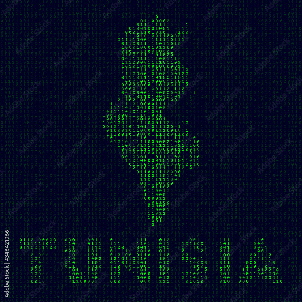 Digital Tunisia logo. Country symbol in hacker style. Binary code map ...