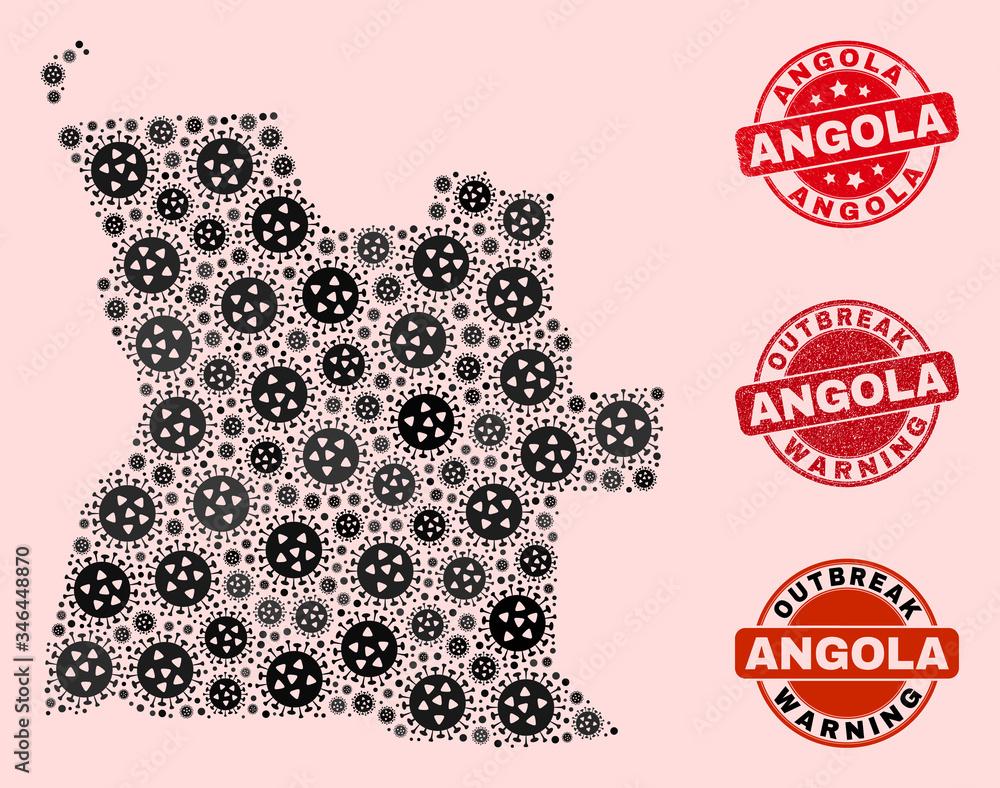 Outbreak composition of covid-2019 mosaic Angola map and unclean seals ...