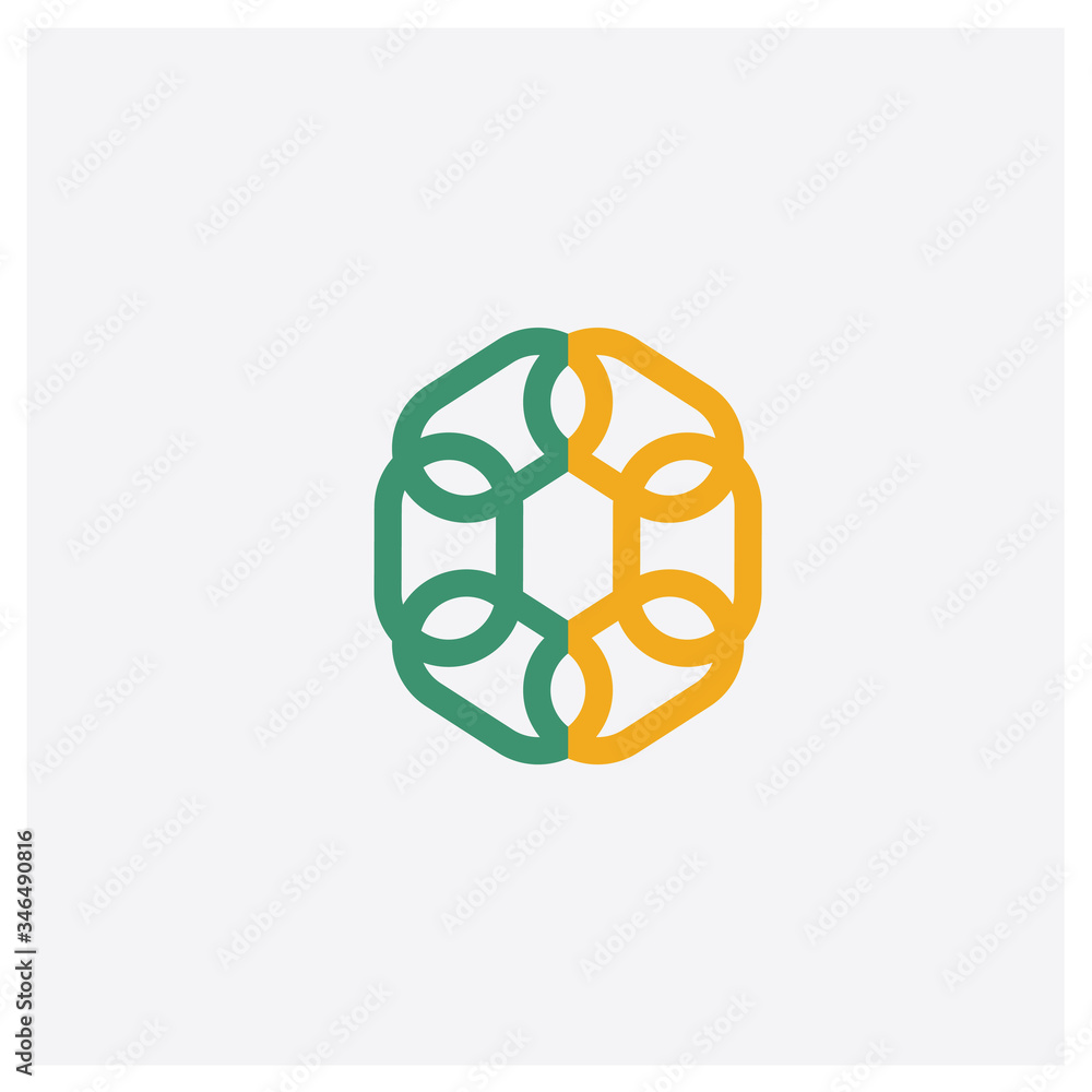 Interlocking concept 2 colored icon. Isolated orange and green ...