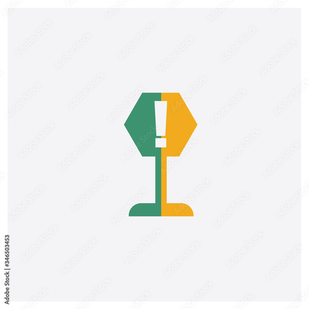 Caution concept 2 colored icon. Isolated orange and green Caution ...
