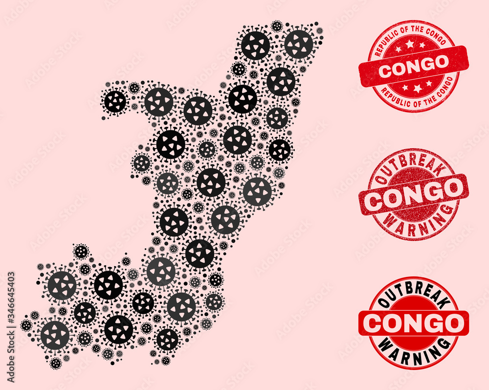 Outbreak combination of virus mosaic Republic of the Congo map and ...